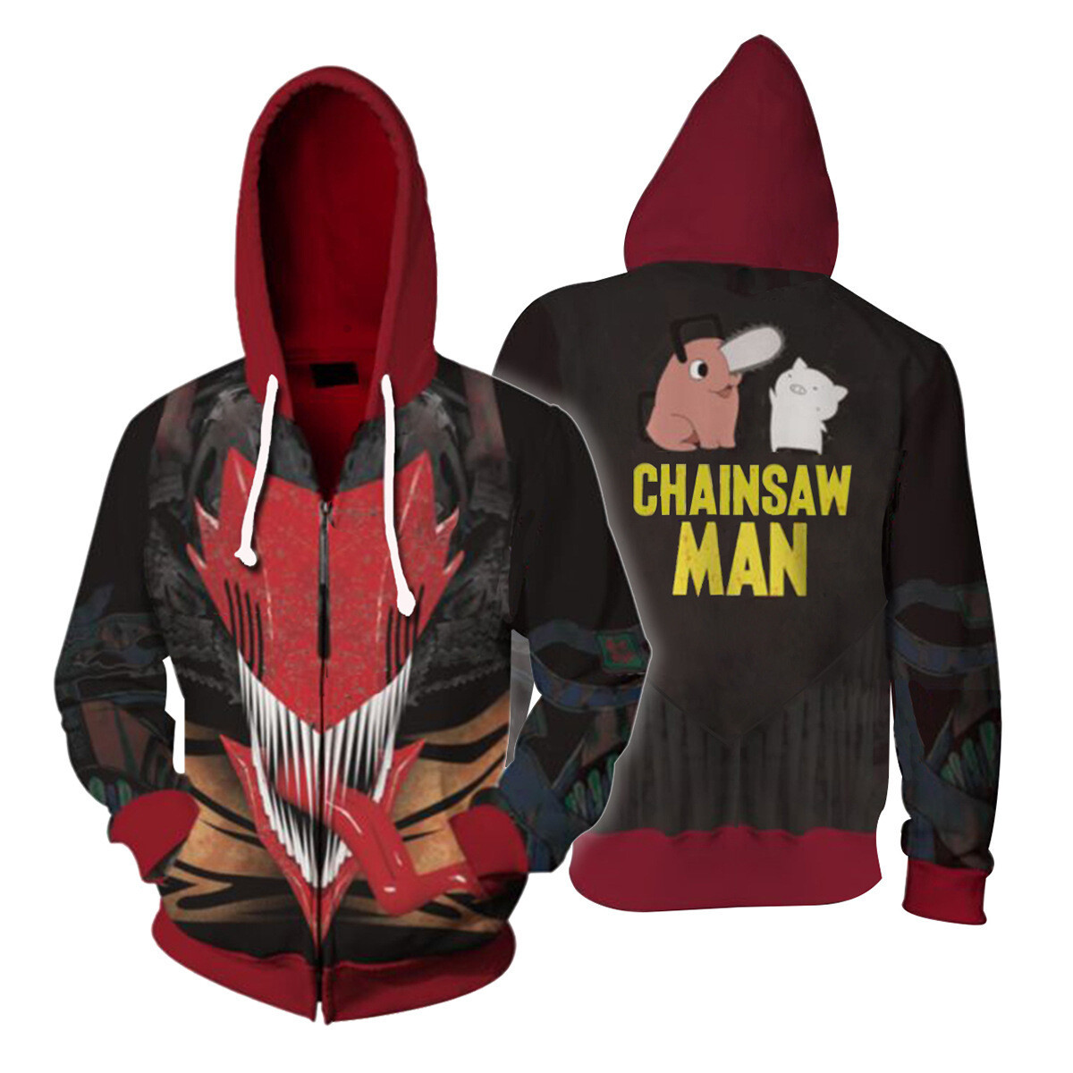 Chainsaw Man Pochita Hoodie Cosplay Costume Jumper Hooded Sweater ...