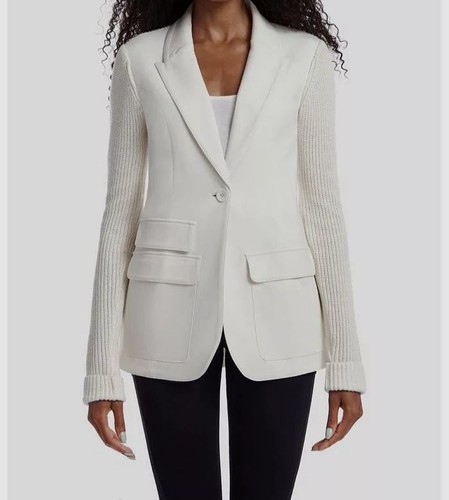 $388 CAPSULE 121 Women's Ivory Lovell Knit Single-Breasted Jacket Size ...