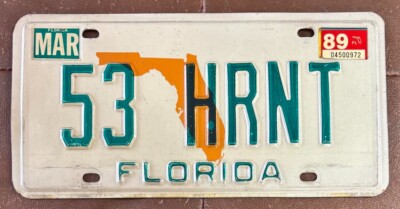 Florida VANITY License Plate 53 HRNT | eBay