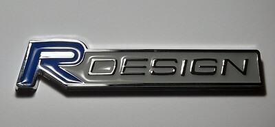 R DESIGN Badge Emblem Blue / Silver For Volvo XC60 Xc90 S60 V40 V60 C30 ...