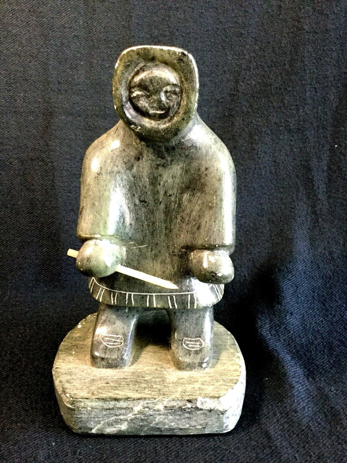 Eskimo Hunter By DIMU (DIETRICH MUCKENHEIM)_ INUIT STYLE CARVED STONE ...