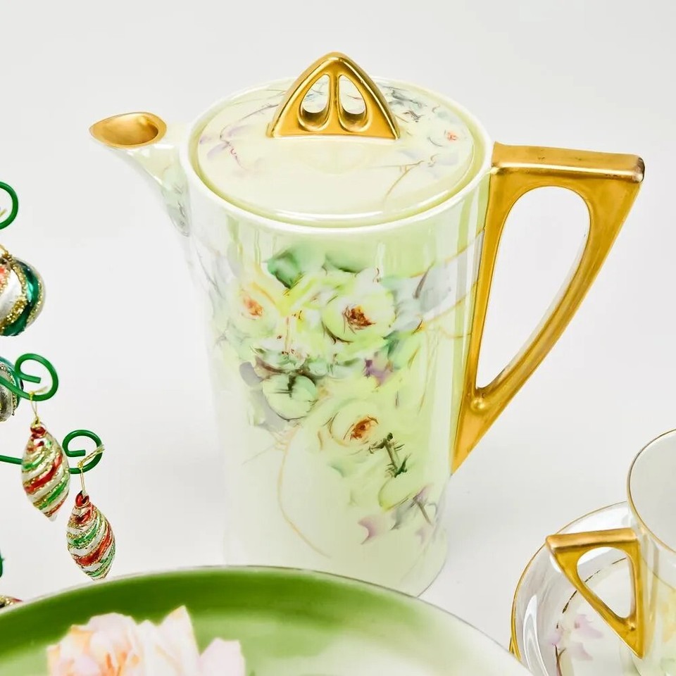 ME Geyey RS JS Germany RS Prussia Porcelain tea coffee pot cup saucer ...