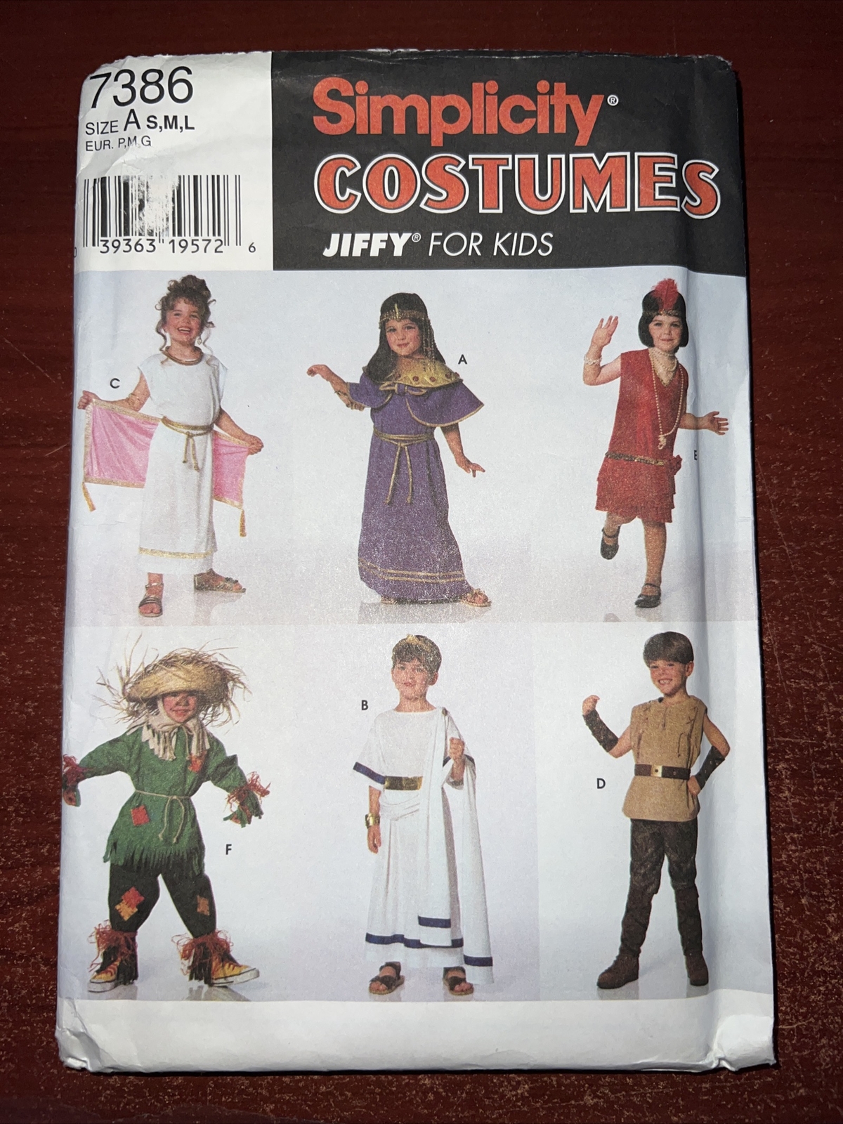Simplicity 7386 Toga Scarecrow Flapper Egyptian Costume Pattern Uncut ...