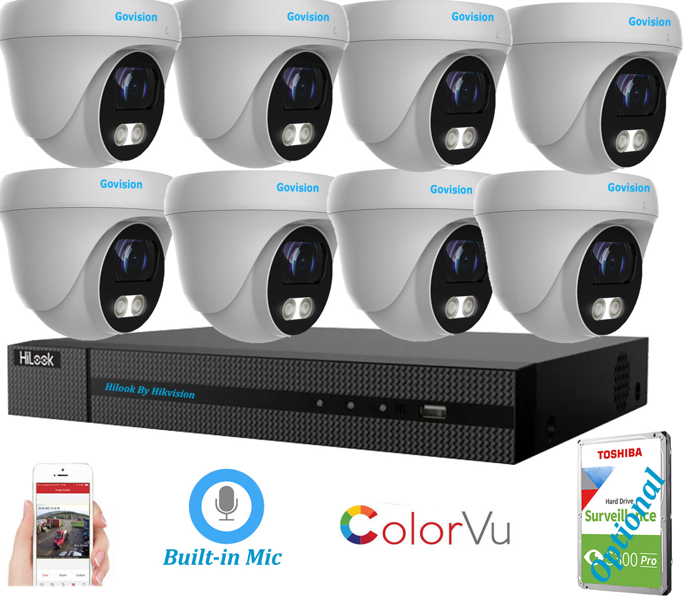 HIKVISION HILOOK 5MP COLORVU AUDIO MIC CCTV SECURITY OUTDOOR CAMERA ...