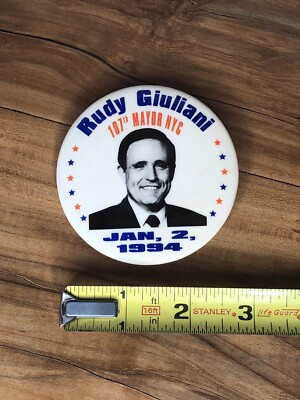 Rudy Giuliani 1994 New York City Mayor campaign pin button political | eBay