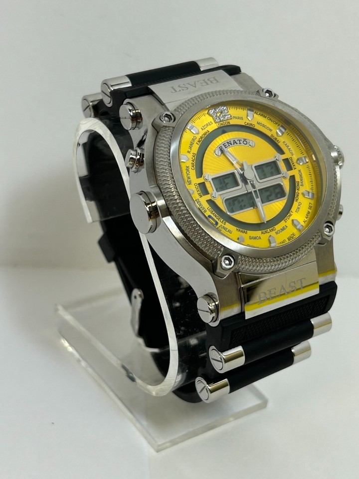 Renato Beast Ana-Digi Limited Edition Yellow Dial Men's Watch | eBay