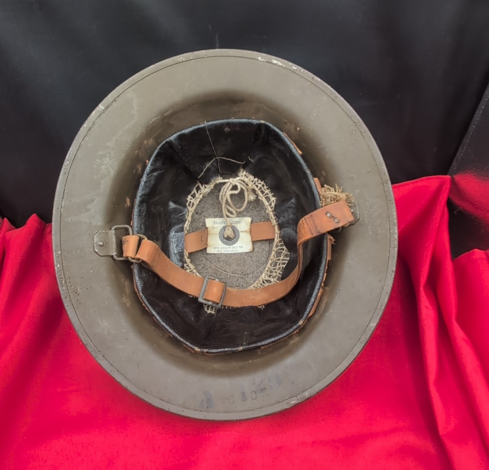 WWI USMC RARE EGA helmet with liner and chinstrap on red painted shield ...