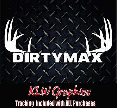 Dirty max Antlers vinyl Decal Sticker Turbo Diesel Truck Crew Cab Soot ...