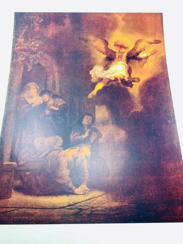 Vintage Rembrandt Print The Angel Leaving Tobias and his Family 32115 ...