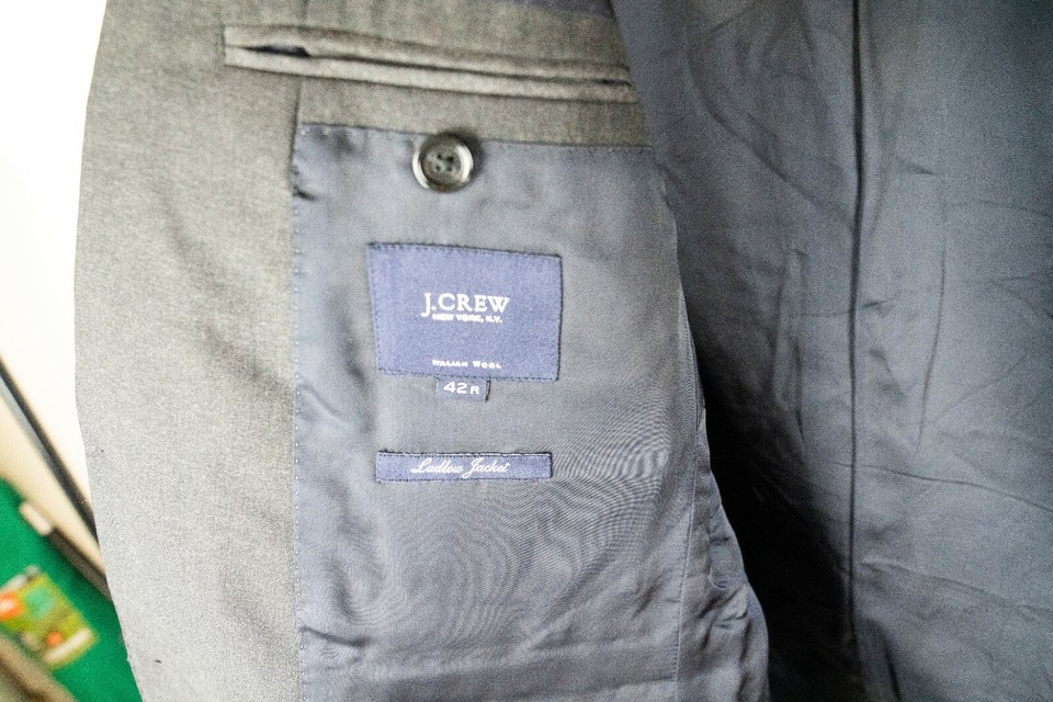 J CREW Ludlow Slim fit suit jacket Blazer double vent Italian wool 42R ...
