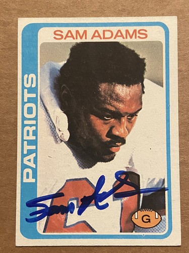 SAM ADAMS Signed 1978 Topps #201 New England Patriot Prairie View ...