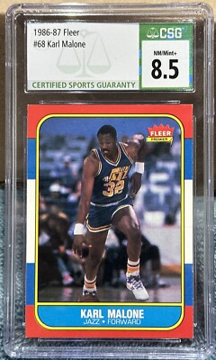 1986 Fleer Karl Malone Rookie Card CSG 8.5 NM/Mint+ Utah Jazz HOF Green ...