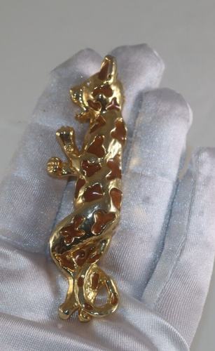 Vintage Gold Tone Cat Jaguar Panther Pin Brooch | eBay