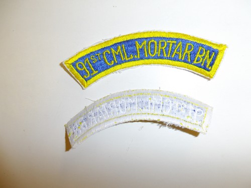 b1537 WW2 US Army 91st Chemical Mortar Battalion tab CML Mortar Bn ...