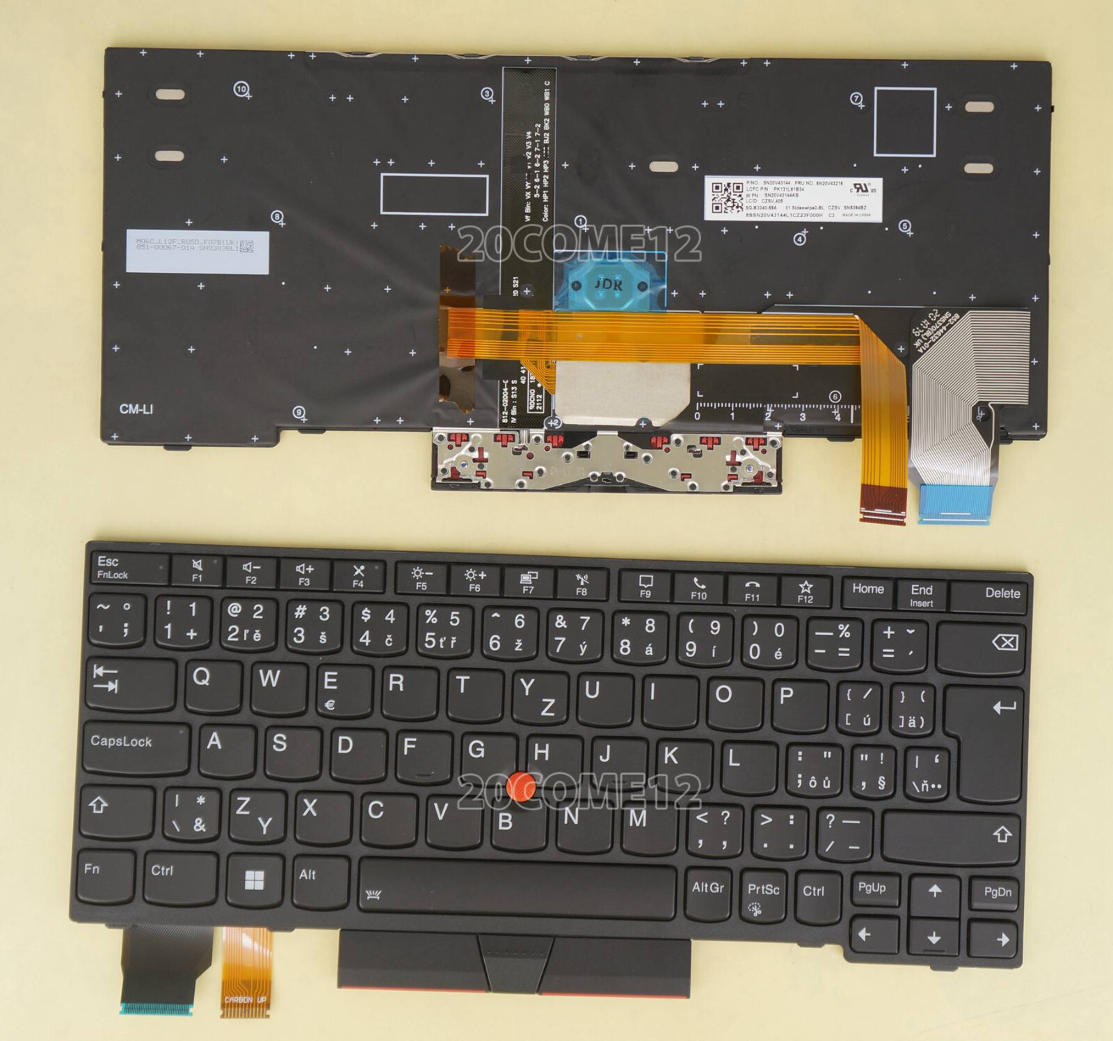 New for Lenovo Thinkpad L13 Yoga gen 2 20VK 20VL Keyboard Backlit Czech ...