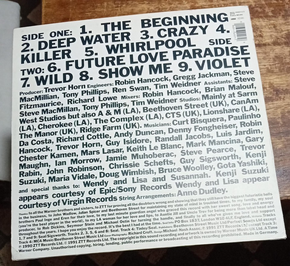 LP 33 giri Seal Self Titled Debut 1990 Vinyl Album Ztt9 Killer Crazy | eBay