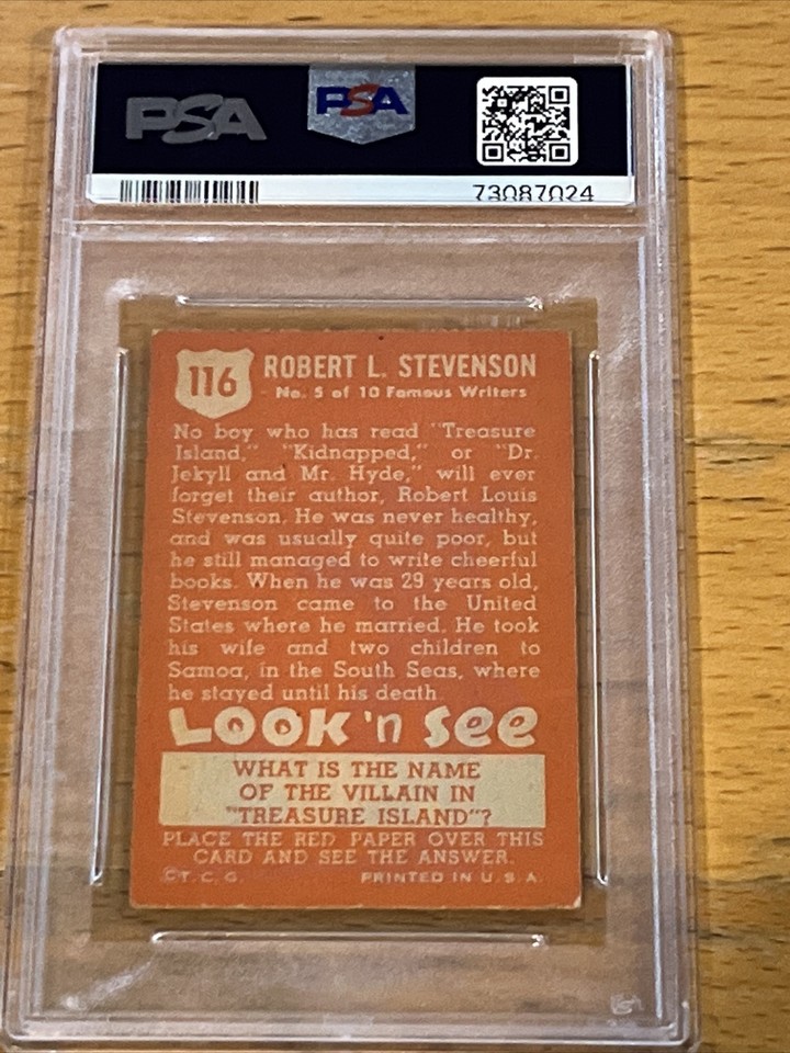 1952 Topps Look 'N See # 116 Robert Louis Stevenson PSA 4 Newly Graded ...