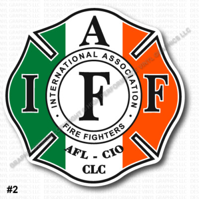 IAFF Firefighter HELMET Decal 2" Sticker Ireland Irish Flag Laminated ...