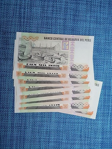 🇵🇪 Peru 100000 Intis P-145 1989 UNC (EACH) banknotes 031825-8 | eBay