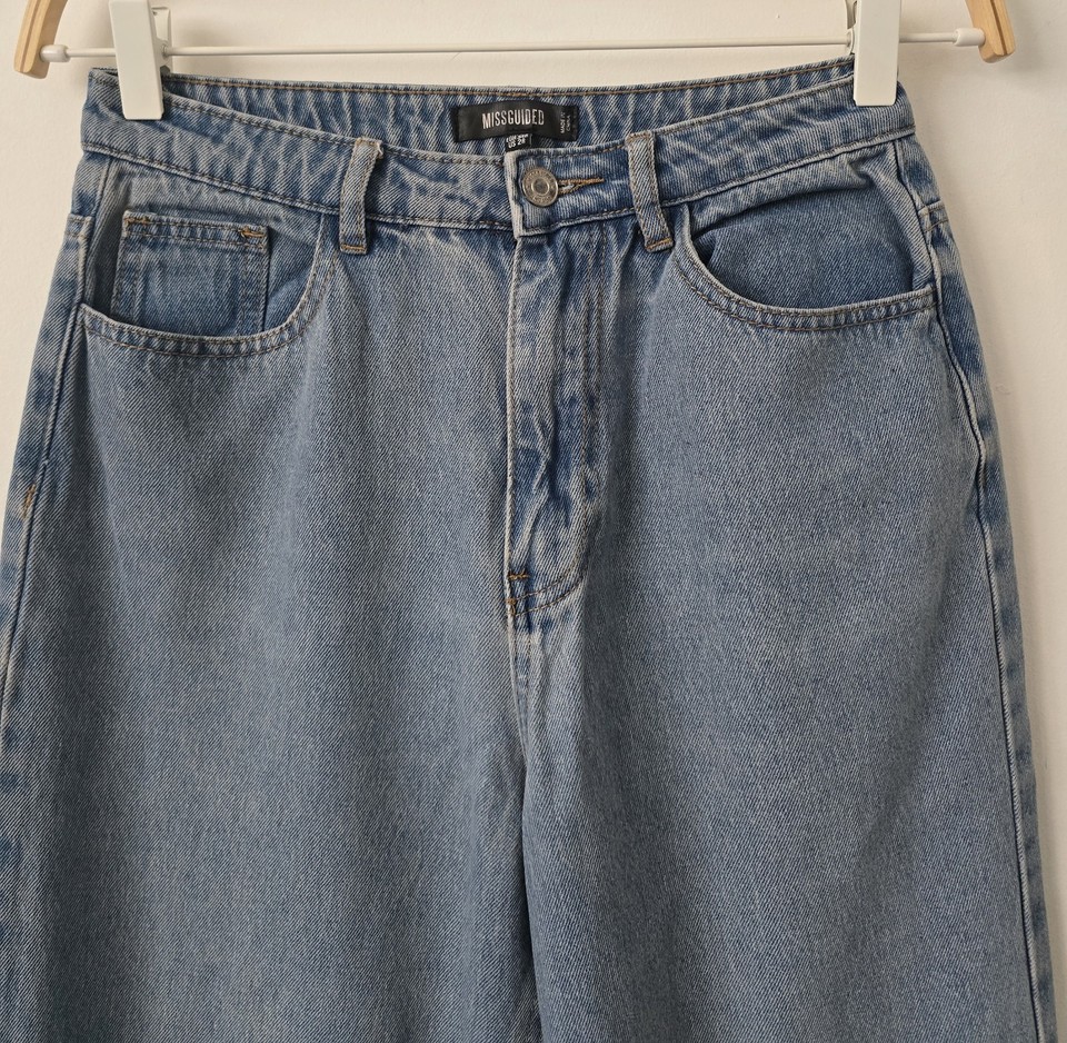 Misguided Women's High Rise Straight Leg Blue Jeans Size Uk 6R/Eu 34R ...