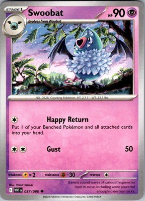 Swoobat White Flare 037/086 Uncommon Pokemon Near Mint | eBay