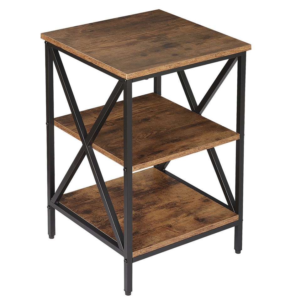 Rustic Metal Side Table Sofa End Table Home Storage Display Rack Multi ...