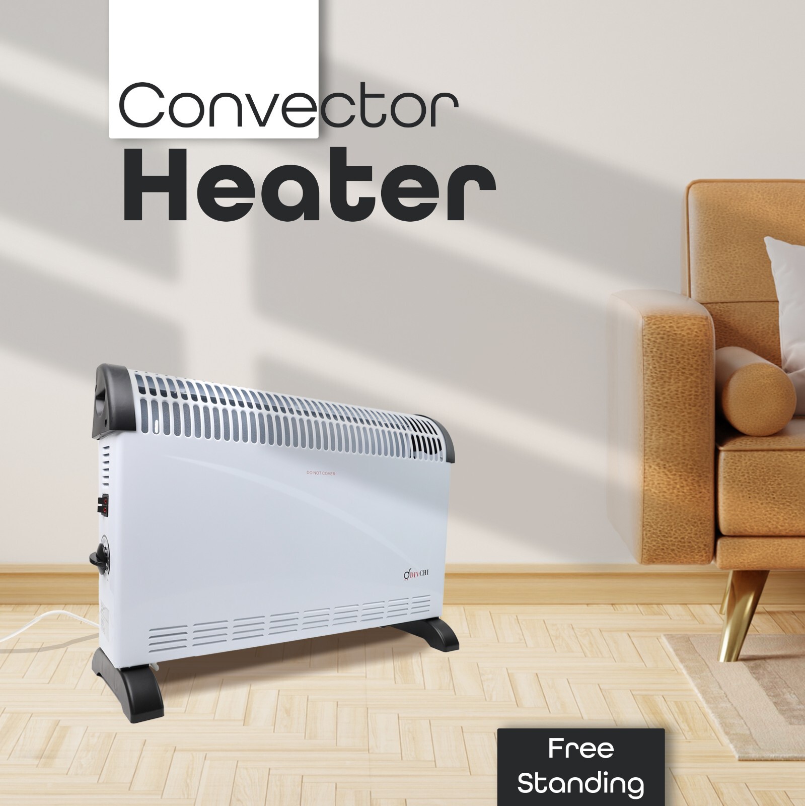 2000W Convector Heater with Handle & 3 Heat Settings with Adjustable ...