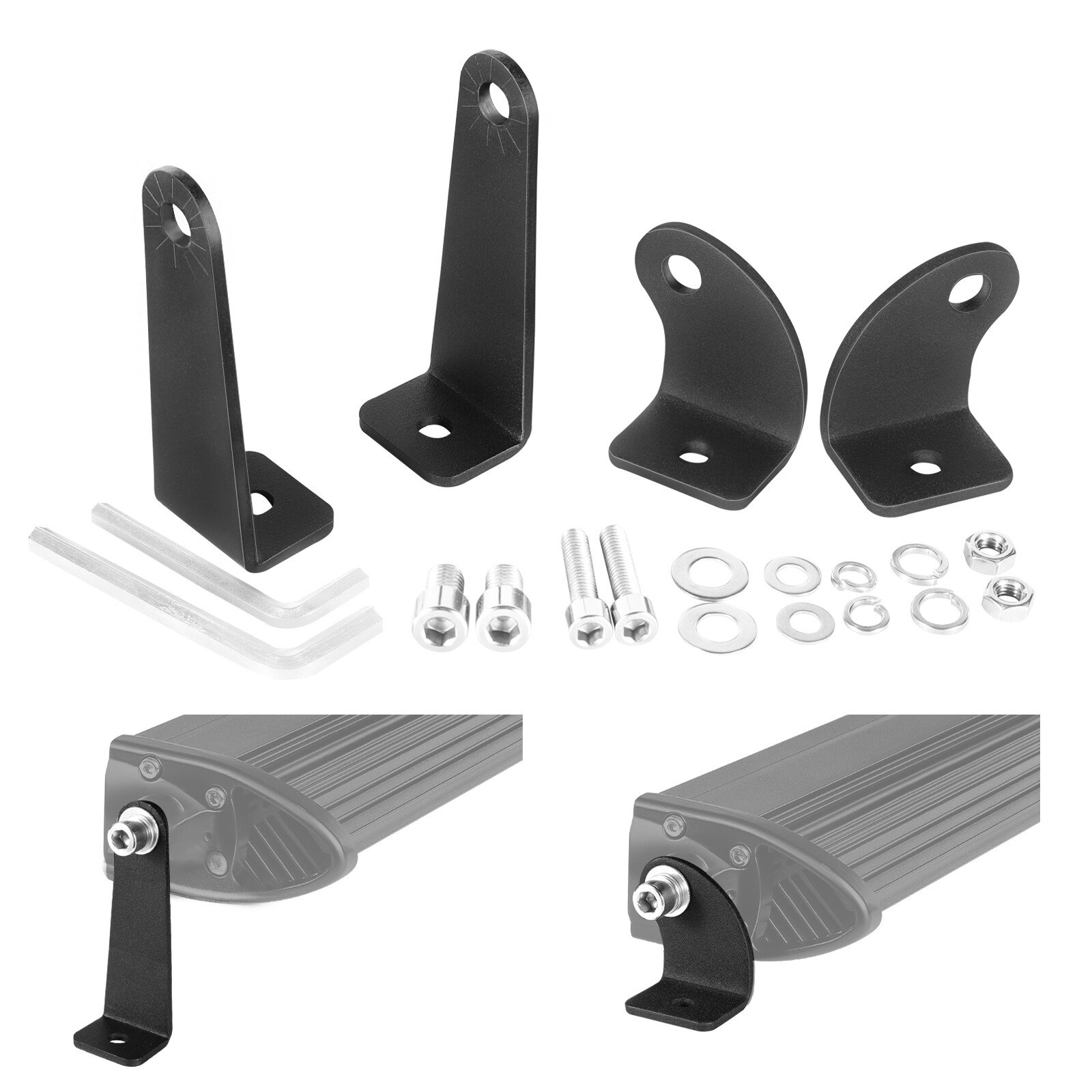 4X LED Light Bar Mounting Brackets 360° Rotating Side Mounts Holder ATV ...