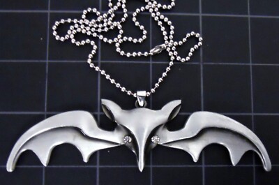 Lily Munster Necklace Pendant Stainless Chain New Huge Goth Bat The ...