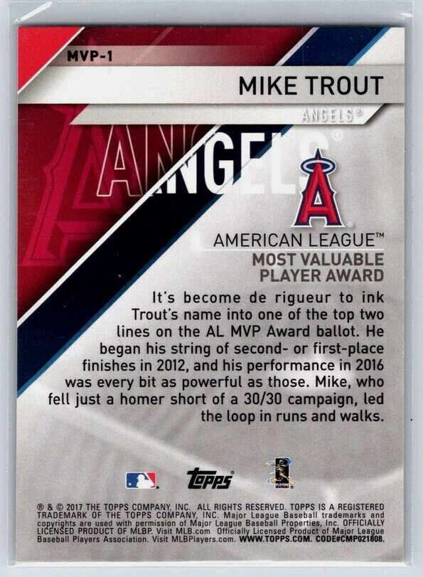 Mike Trout 2017 Topps Retail Exclusive "MLB Awards" #MVP-1 | eBay