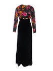 Vtg Vintage 1960s 60s Bernie Bee Black Velvet Poppy Print Cocktail Maxi ...