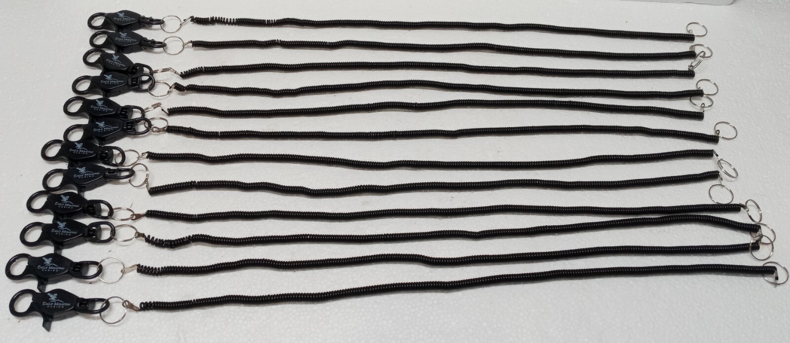 Lot of 12 Lanyards 20" Lobster Claw Coil With Cord Clip Black ...