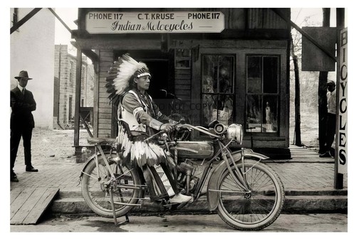 NATIVE AMERICAN CHIEF RIDING MOTORCYCLE OUTSIDE STORE 4X6 PHOTO | eBay