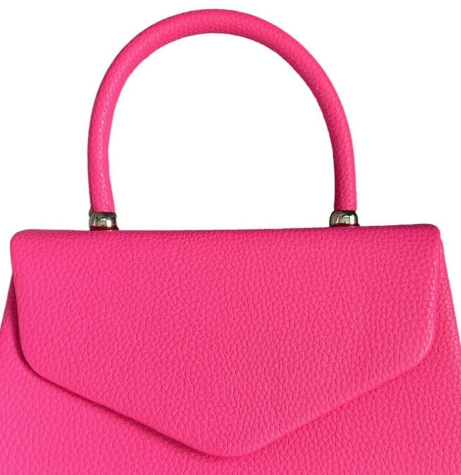 Cerise Pink Top Handle Clutch Bag Shoulder Bag Handbag Hot Pink Grab ...