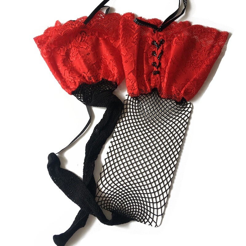 Allacki Elastic Adjustable Straps Thigh High Lace Fishnet Stockings | eBay