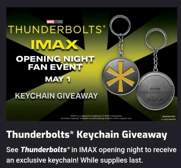 2x Thunderbolts (2025) Keychain IMAX Opening Night Fan Event (05/01 ...