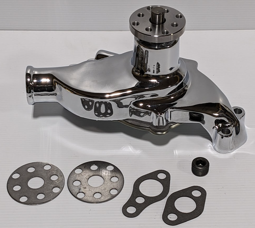 Short Water Pump Chevy Small Block SBC 350 Chrome Aluminum High Volume ...