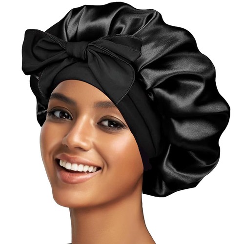 Silk Bonnet Satin Hair Bonnet for Sleeping Large Bonnets with Tie Band ...