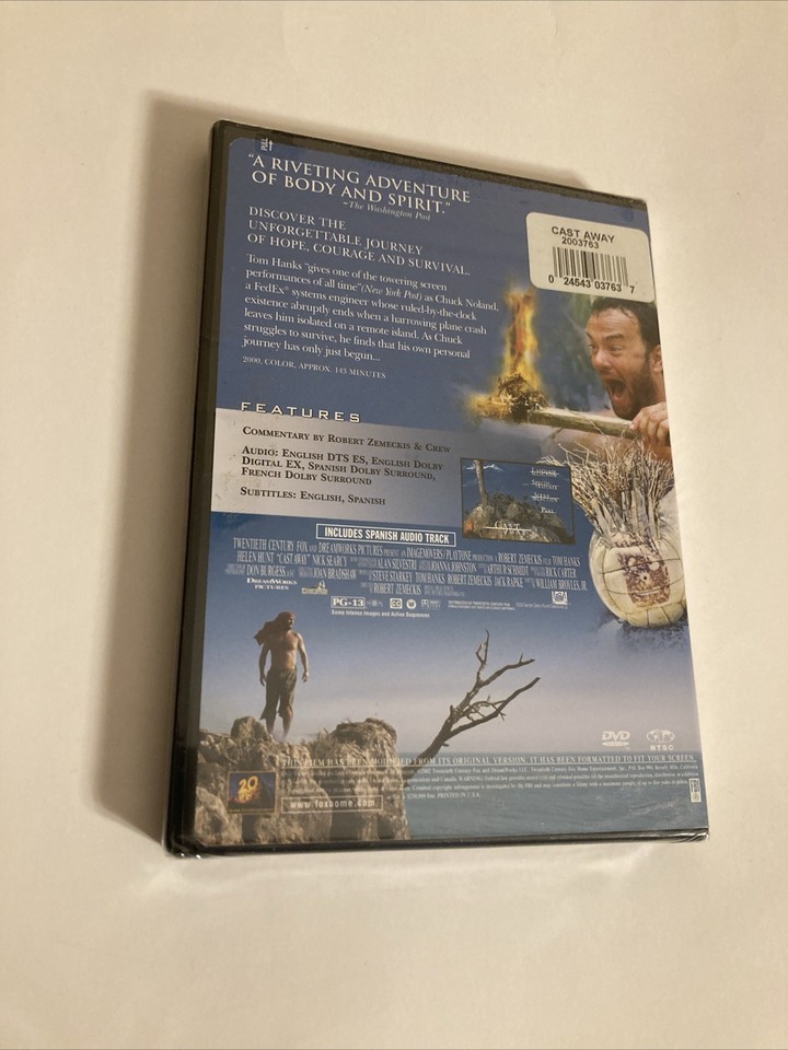Cast Away DVD Full Screen Tom Hanks 2000 Movie (NEW/SEALED) | eBay