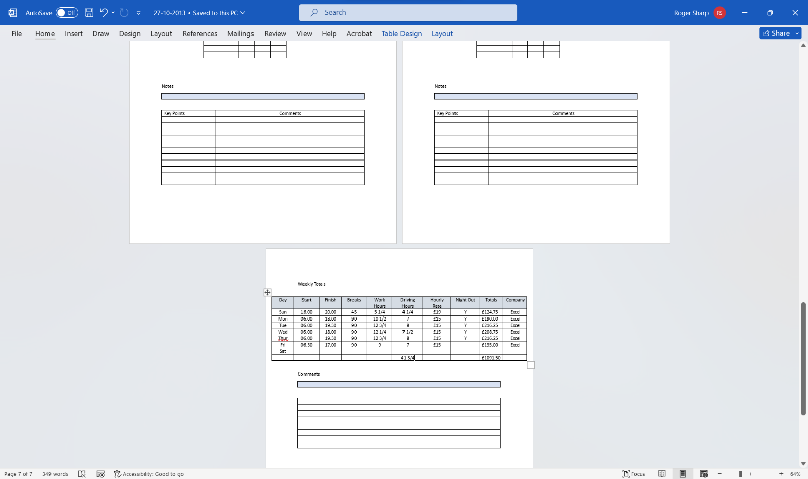 HGV Drivers Diary Shift Log Book HGV Drivers Logbook Truckers Daily ...