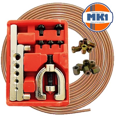 Brake Line Pipe Repair Kit 3/16" Copper Pipe Flaring Tool + Unions Male ...