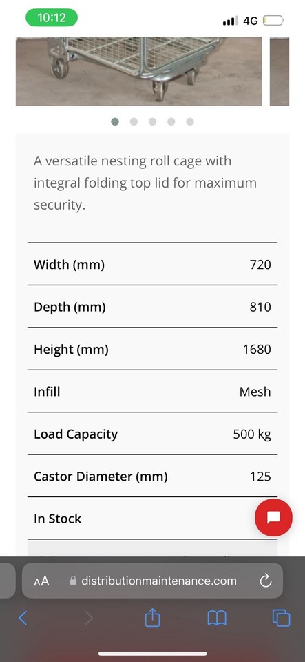 Heavy Duty 4 sided Roll Cage Warehouse Trolley Cage with Door “ Large ...