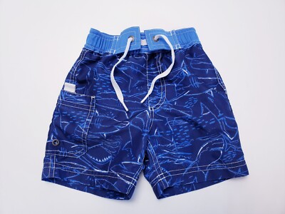 Hanna Andersson Swim Trunks 80 US 2 Blue Sharks Swimsuit Lined Boy ...