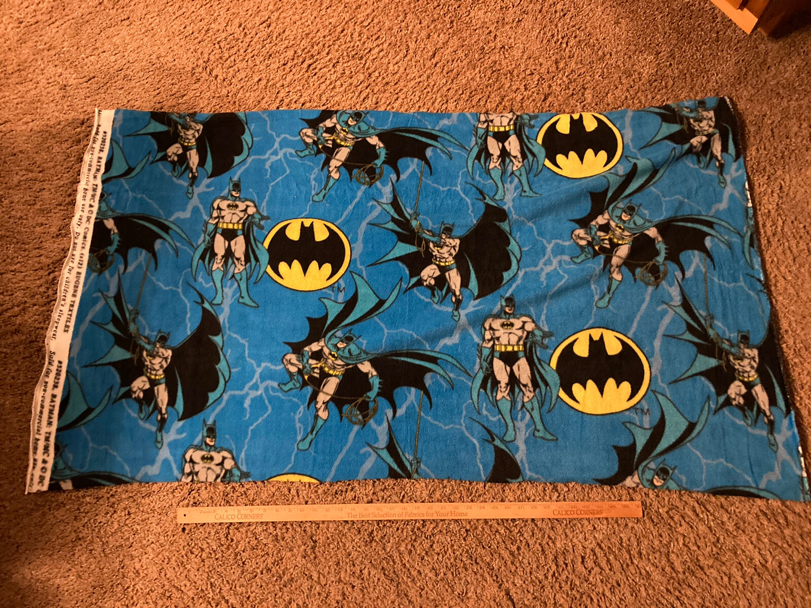 Vintage DC Comics Batman Fabric EUGENE TEXTILES Flannel Fleece 60" x 36 ...