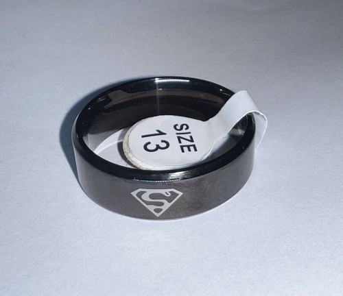 Black Stainless Steel Mens Wedding Band Size 13 Superman Superhero Ring ...