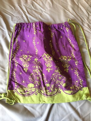 purple and lime green string backpack 13"x 14" | eBay
