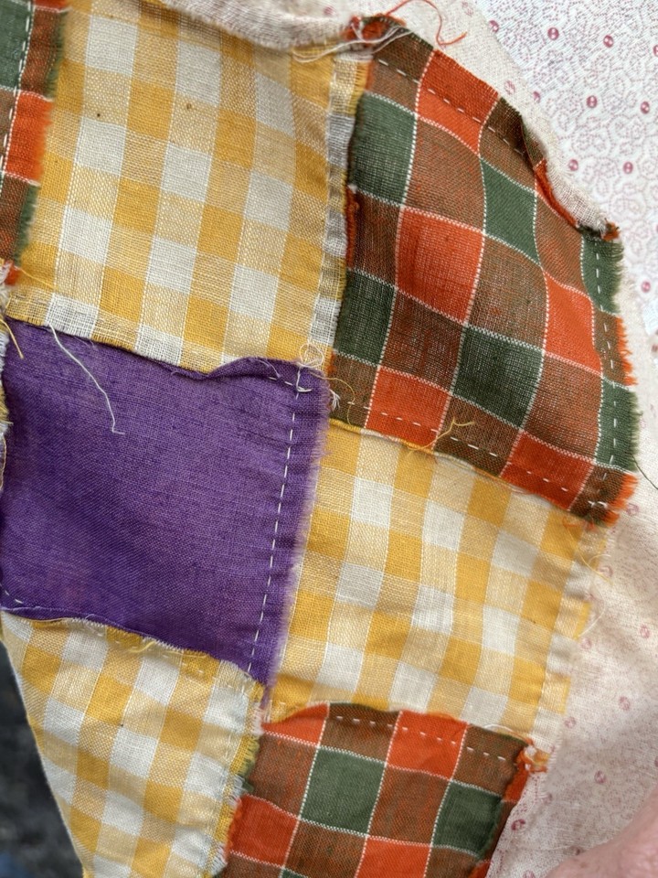 VTG Quilt TOP Hand Pieced Feed Sack Cotton Nine Patch On Point 76x76” Cutter | eBay