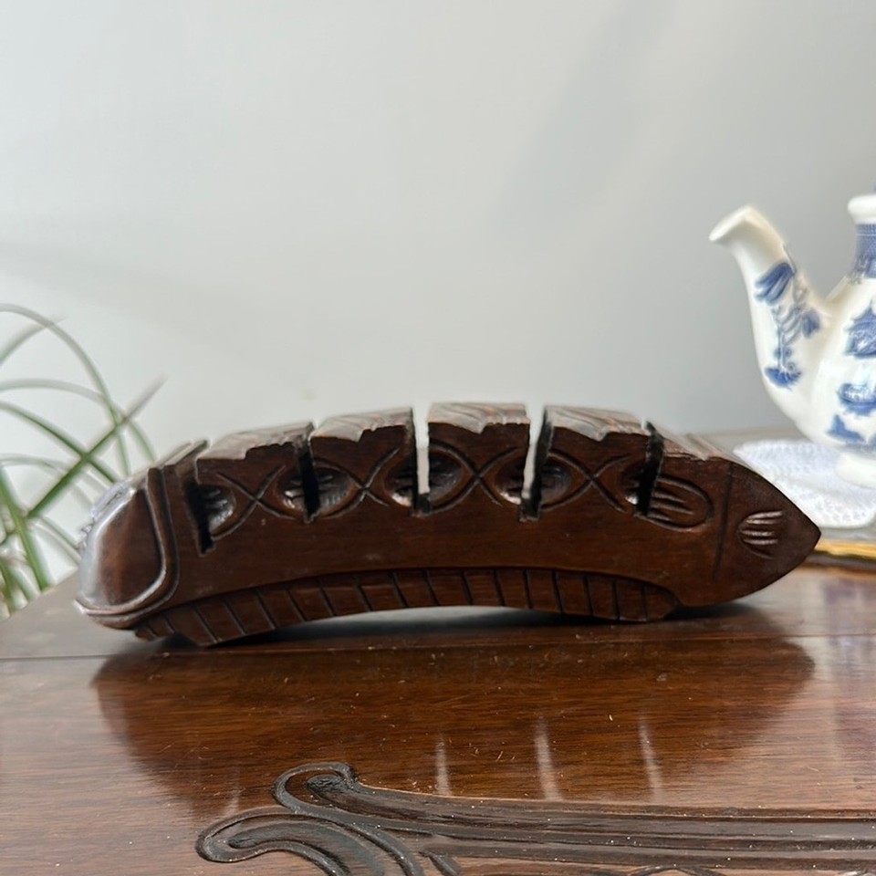 Vintage Wood Carved Book Worm Caterpillar Desk Accessory Mail Letter ...