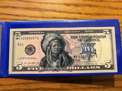 Native American Indian Chief Commemorative $5 Banknote, Uncirculated ...