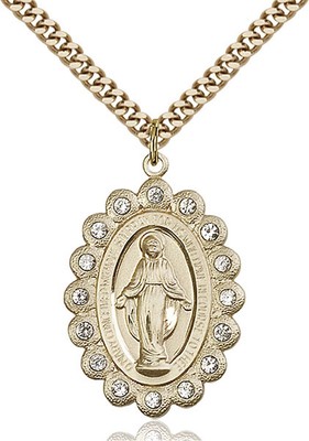 Gold Filled Miraculous Mary Immaculate Conception Medal Necklace 24 ...